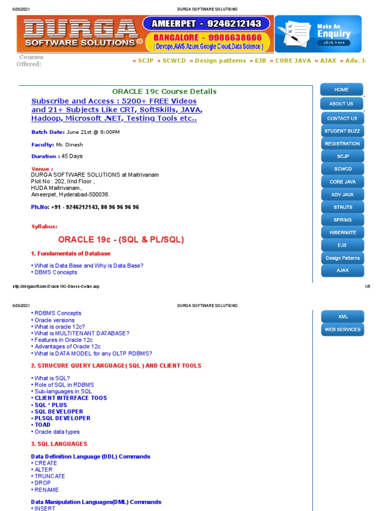 Oracle 19C - (SQL & PL/SQL) | PDF | Pl/Sql | Database Index