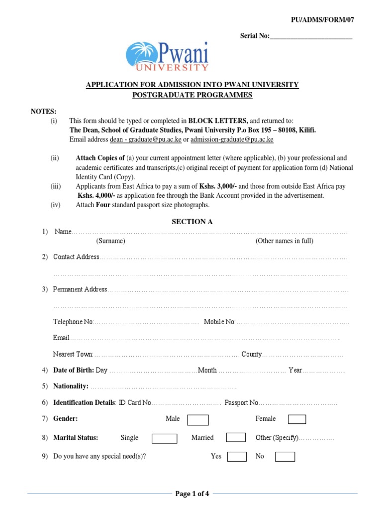 Application Form For Post Graduate | PDF | Thesis | Academic Degree