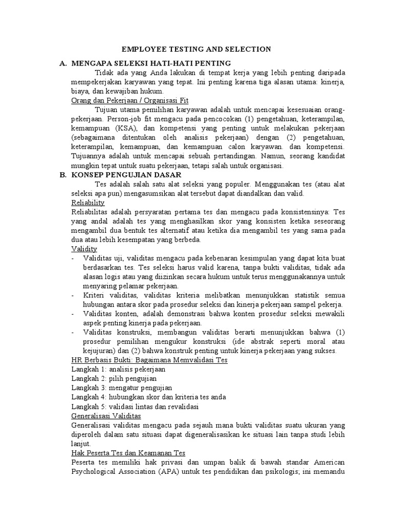 Employee Testing and Selection | PDF