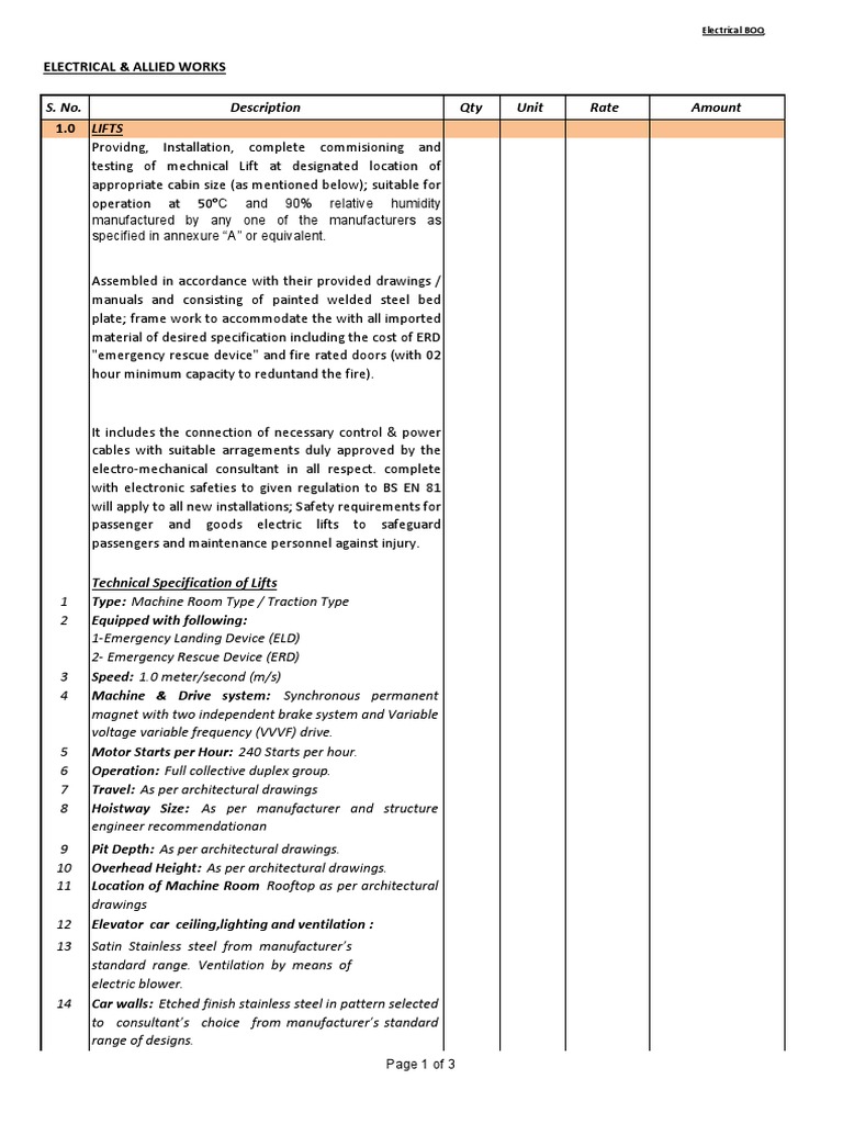 Boq Lift | PDF | Elevator | Door