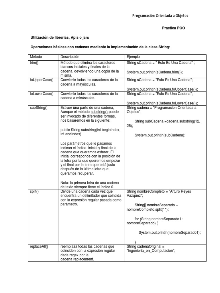 Practica POO | PDF | Cadena (informática) | Expresión regular Practica POO | PDF | Cadena (informática) | Expresión regular