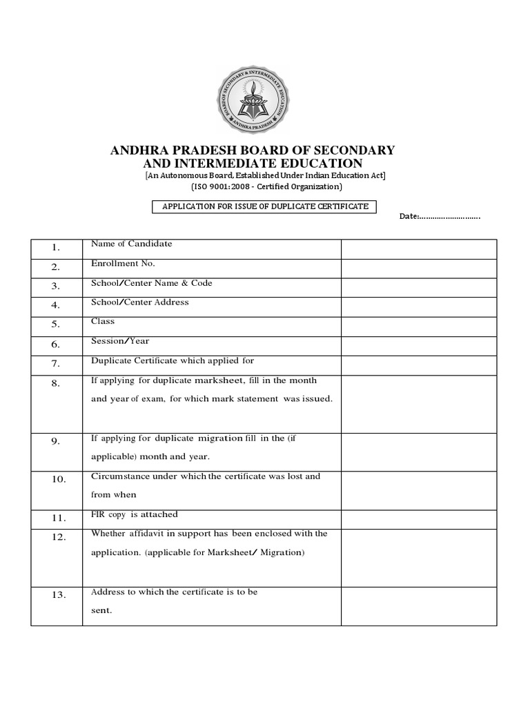 APBSIE Duplicate Marksheet Migration Form | PDF | Common Law | Government