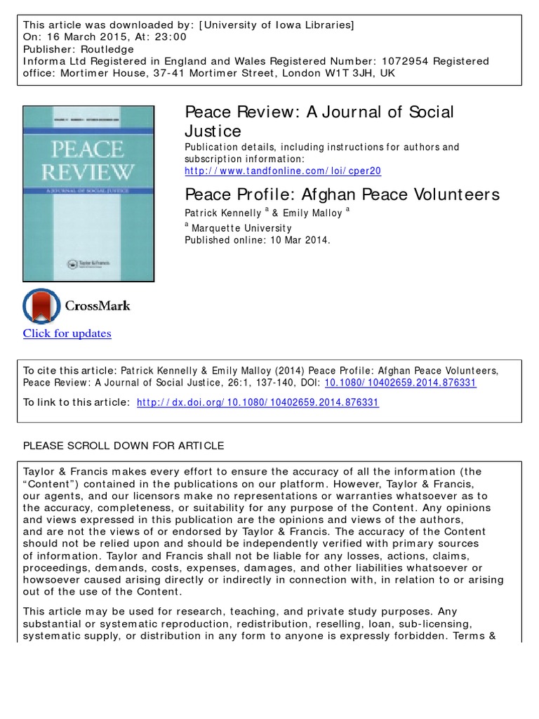 Peace Profile Afghan Peace Volunteers | PDF | Peace | Nonviolence