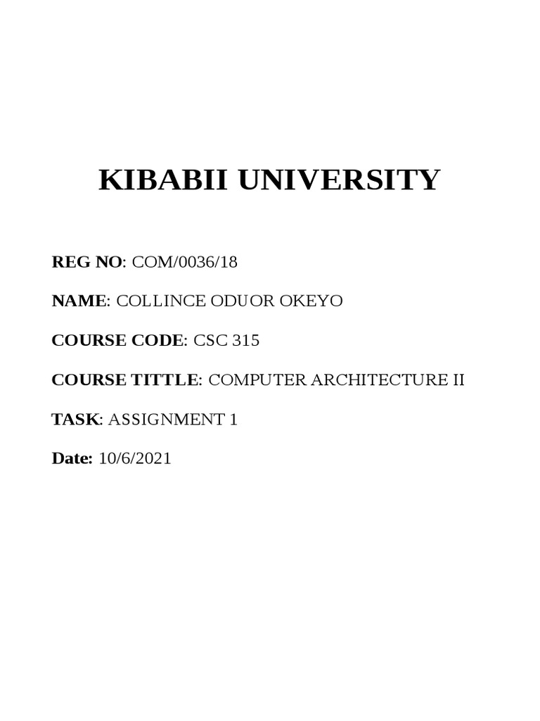 Computer Architecture Assignment 1 | PDF | Input/Output | Computer Data Storage