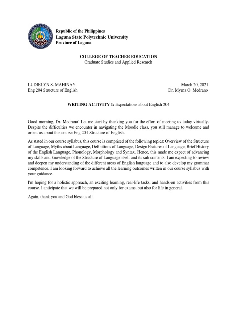 Laguna State Polytechnic University: Republic of The Philippines ...