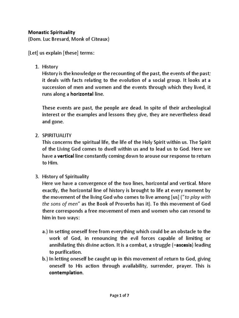 Reading 1 - Monastic Spirituality | PDF | Christian Monasticism ...