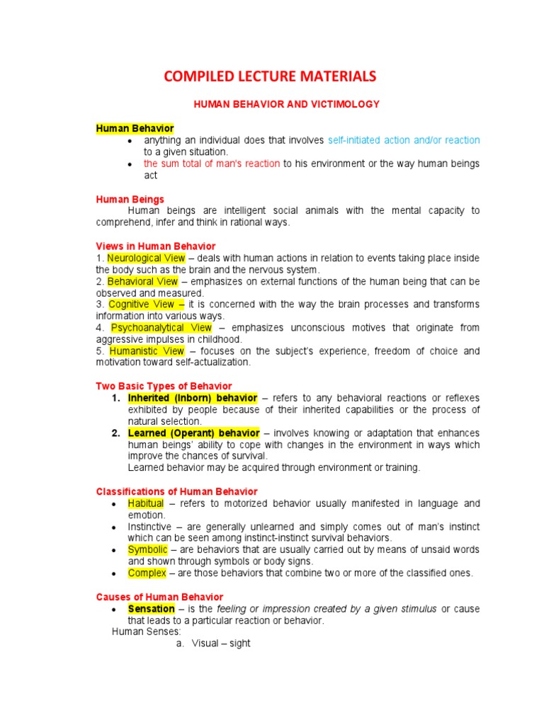 Compiled Lecture Materials | PDF | Extraversion And Introversion | Paranoia