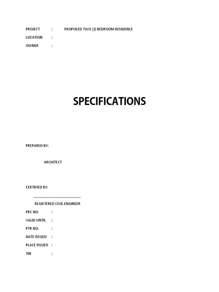 Residential Building Specifications Guide | PDF | Construction ...