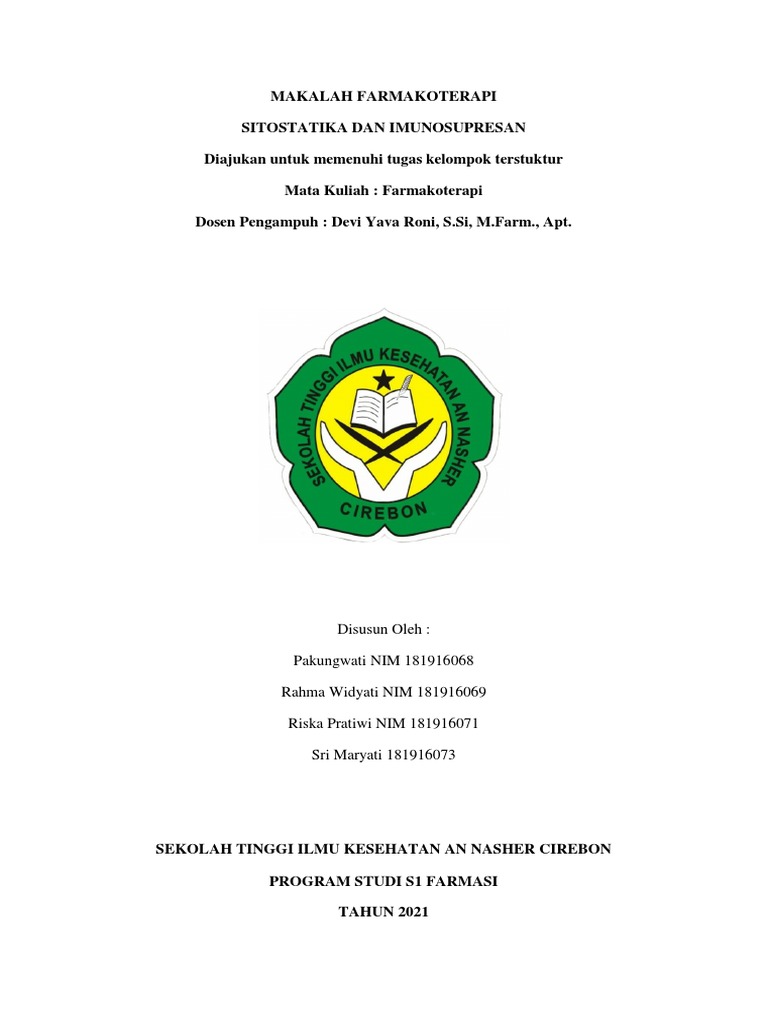 Sitostatika & Imunosupresan: Obat Kanker | PDF