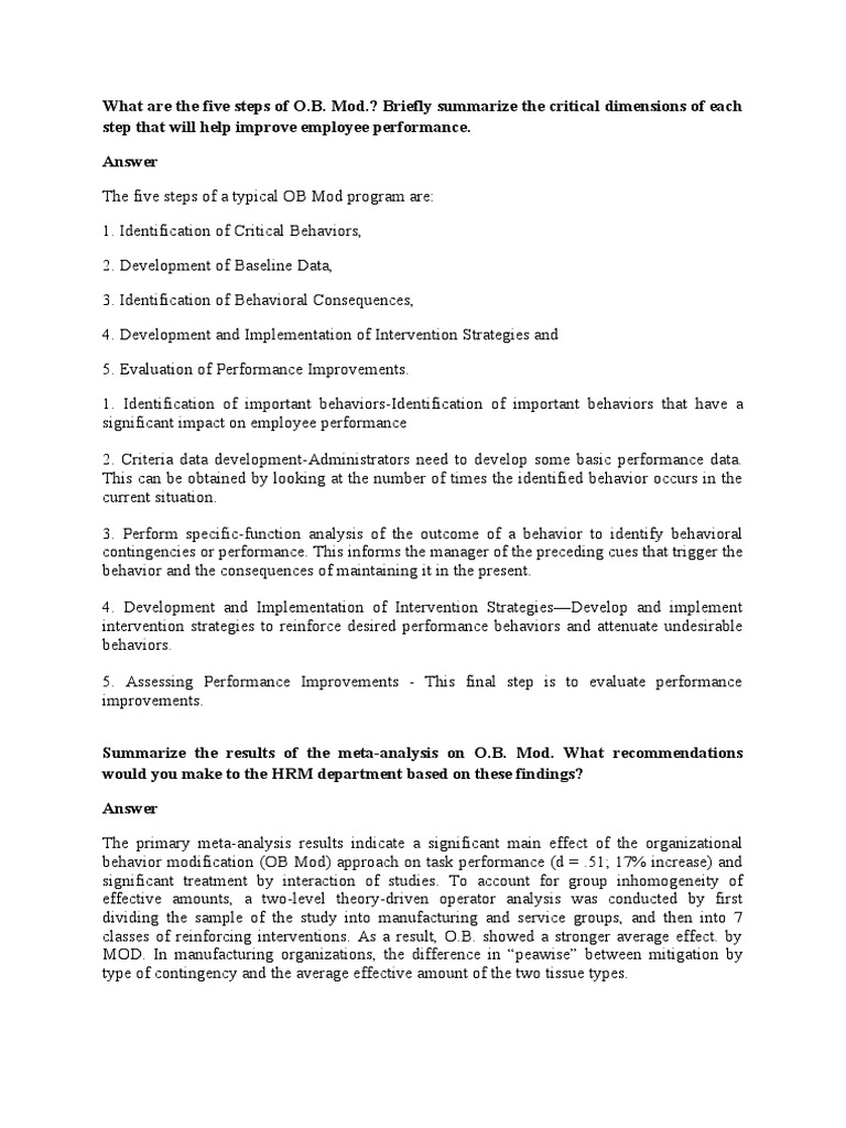 Five Steps of Organizational Behavior Modification | PDF | Behavior ...