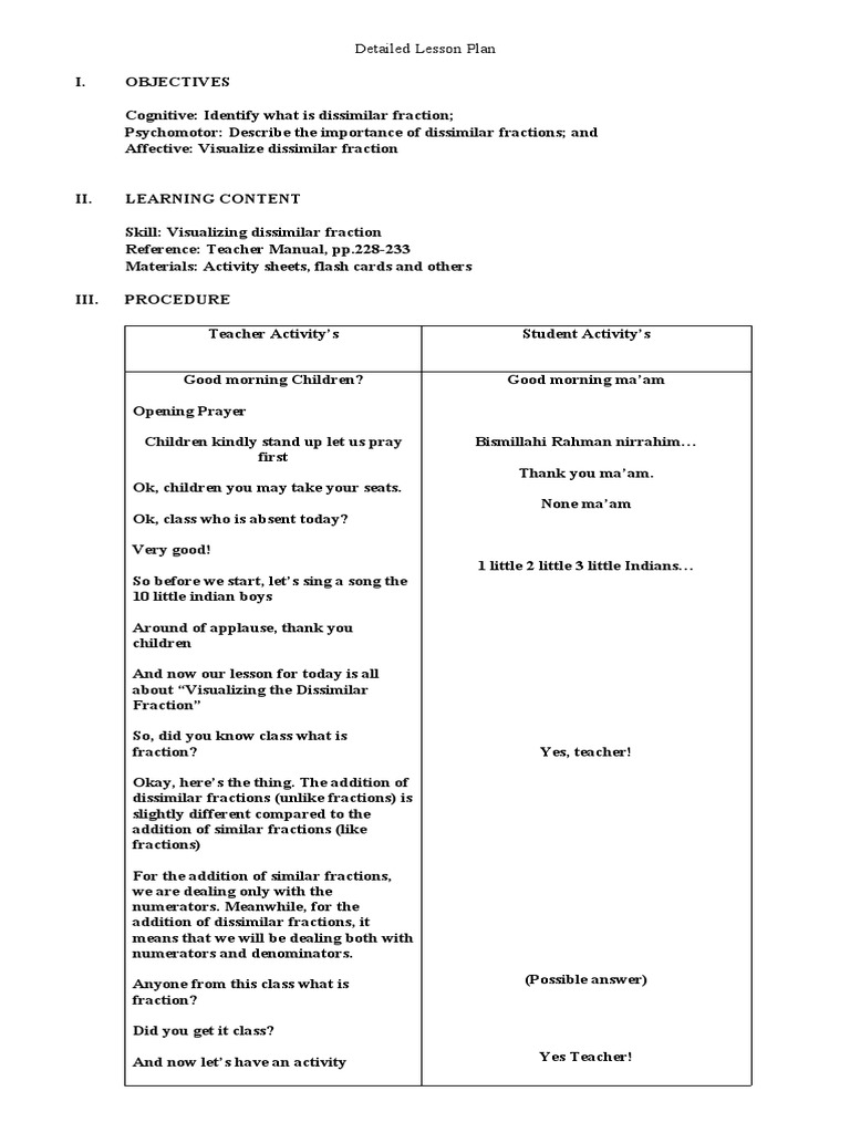 Fractions (Addition of Dissimilar Fraction) Grade 3 CAWASA, ASLIAH B ...