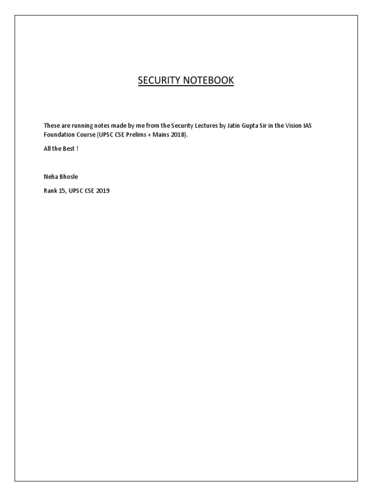 Security Notebook - Vision | PDF