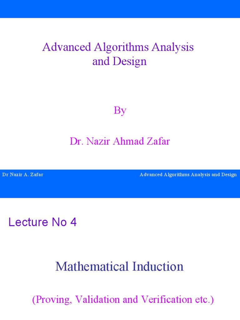 Advanced Algorithms Analysis And Design By Dr Nazir Ahmad Zafar Pdf Mathematical Proof
