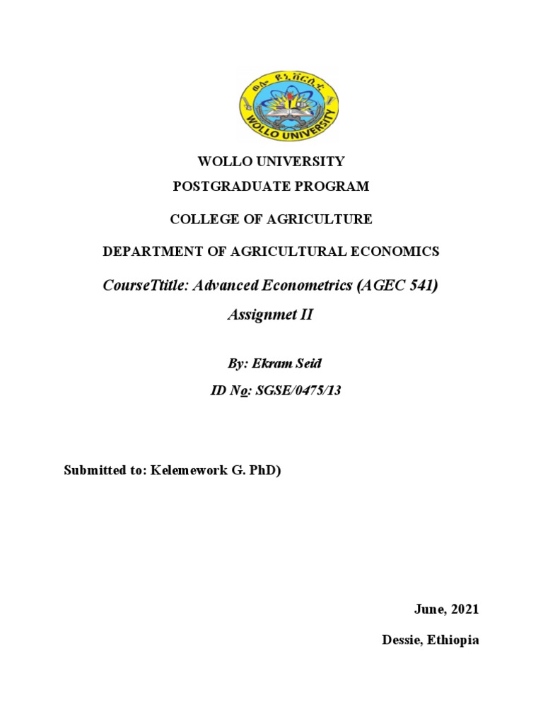 Ekram Assignment ECONO | PDF | Correlation And Dependence | Statistical Theory
