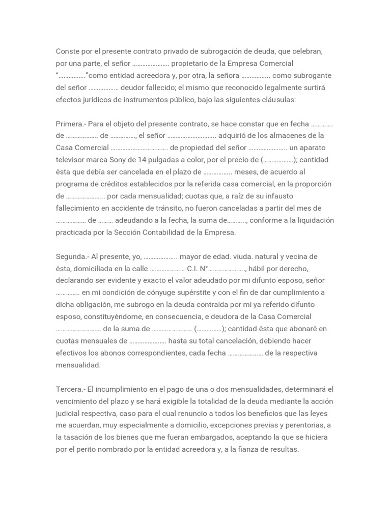 Contrato de Subrogacion | Descargar gratis PDF | Subrogación | Derecho ...