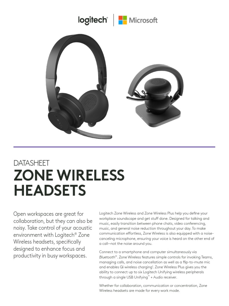 Zone Wireless Headsets: Datasheet | PDF | Microphone | Wireless