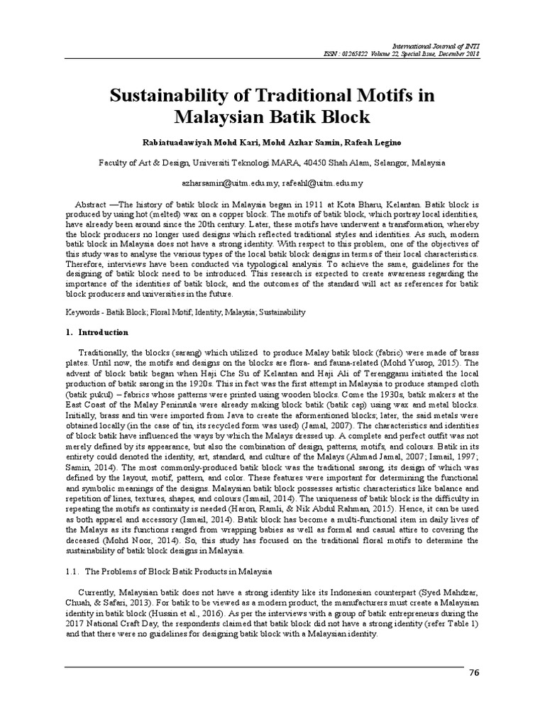 Sustainability Design in Batik Malaysia by Rabiah 2017 | PDF | Malaysia