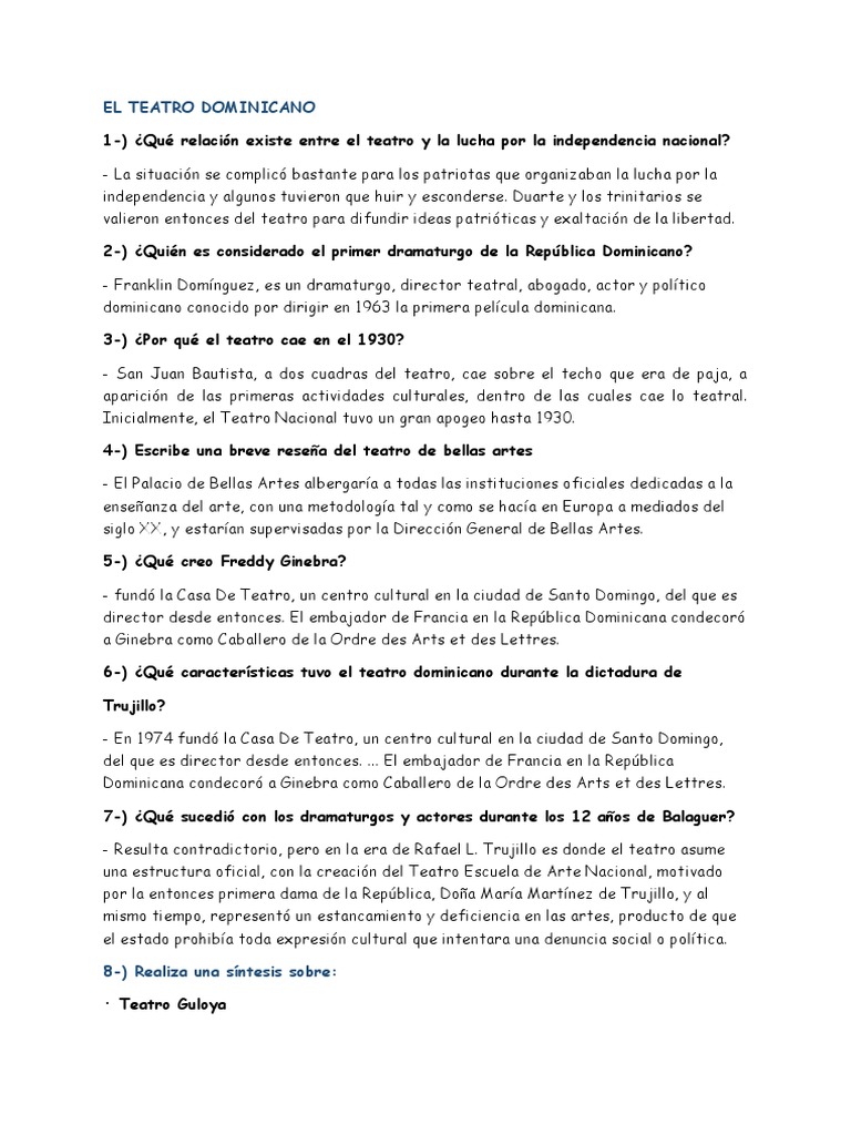 El Teatro Dominicano | PDF | República Dominicana | Teatro