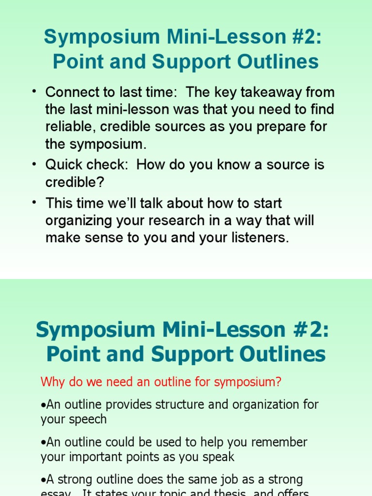 Symposium Mini-Lesson #2: Point and Support Outlines | PDF | Essays | Truth