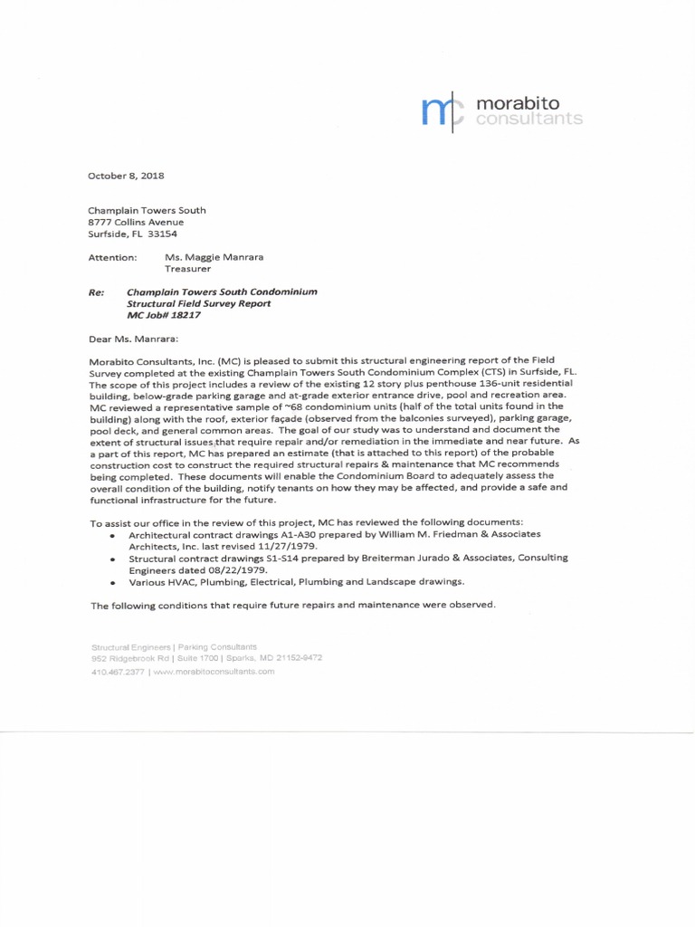 Champlain Towers South Structural Field Survey Report | PDF