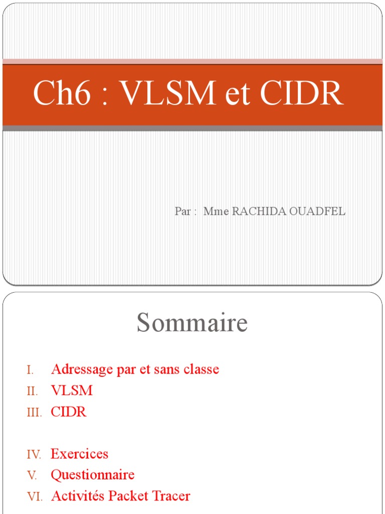Ch6 - VLSM Et Cidr | PDF | Adresse IP | Protocoles Internet