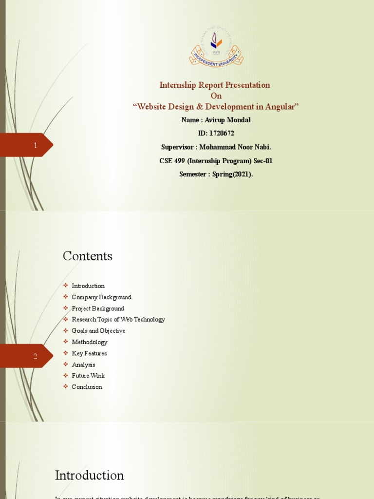 Internship Report Presentation On "Website Design & Development in ...