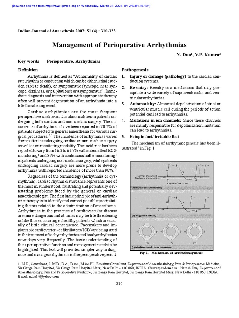 Management of Perioperative Arrhythmias | PDF | Artificial Cardiac ...