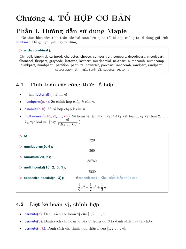 BT - Chuong 4. To Hop Co Ban | PDF