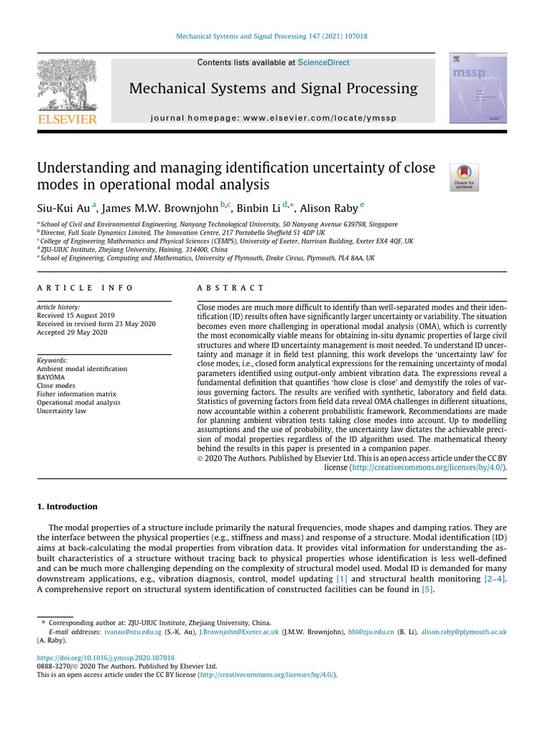 Understanding and Managing Identification Uncertainty of Close Modes in Operational Modal ...