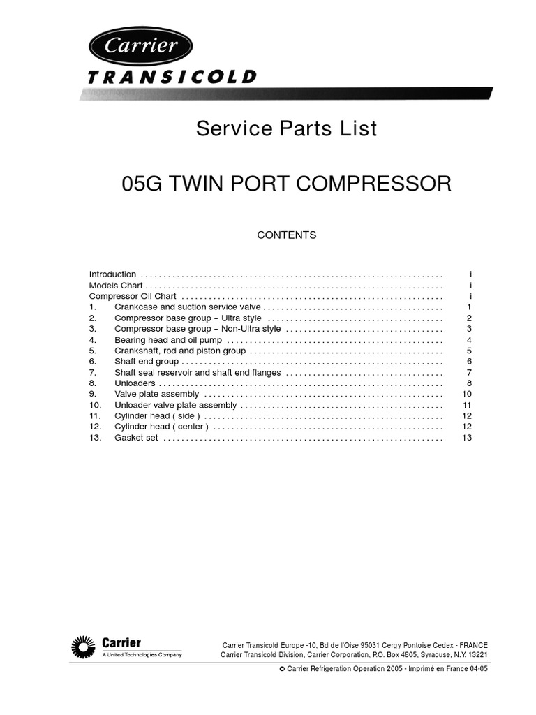 Service Parts List 05G Twin Port Compressor | Download Free PDF ...