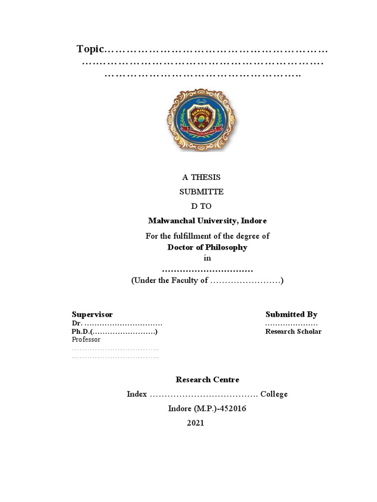 Thesis Front Pages Format55 | PDF | Doctor Of Philosophy | Thesis