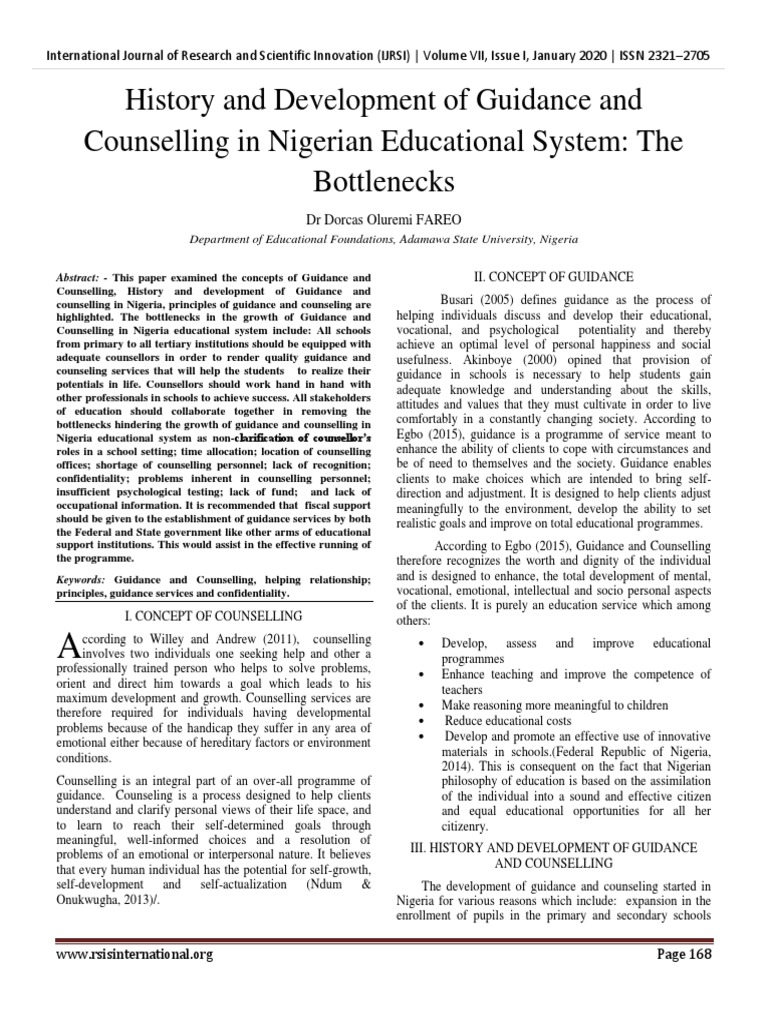 History :dev of Guidance & Counselling | PDF | School Counselor ...