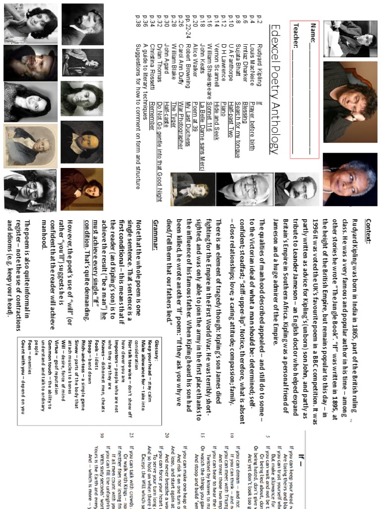 IGCSE EDXCEL Poetry Collection With Notes | PDF | Poetry | Languages