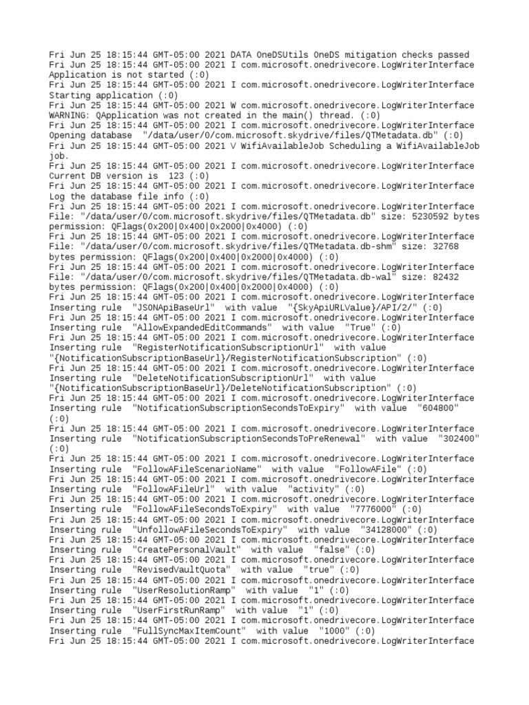 OneDrive Application Log Summary | PDF | Computer File | Cache (Computing)