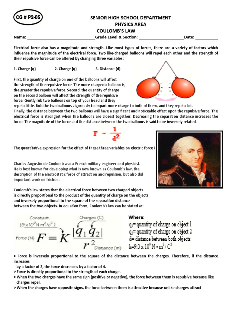 CG P2-05 (Coulomb's Law) | PDF | Permittivity | Electric Charge