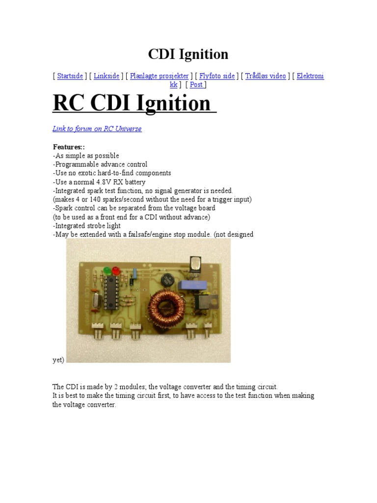 RC CDI Ignition Forum Link and DIY Plans | PDF | Ignition System ...