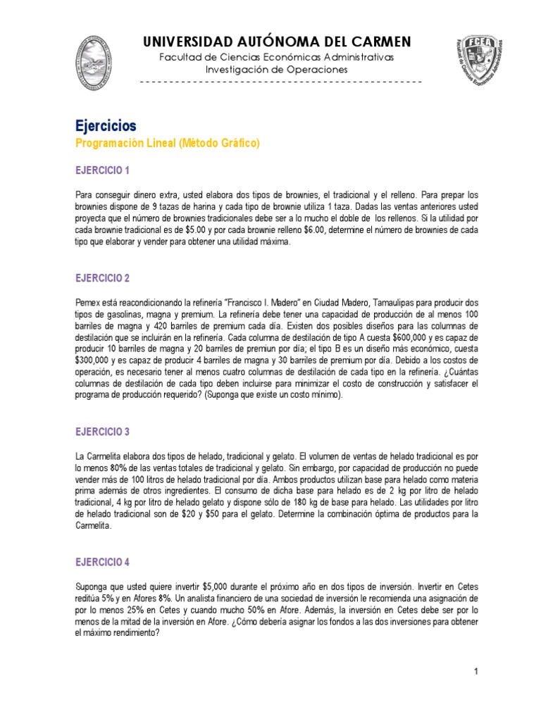 Maximizar utilidades con programación lineal: Ejercicios resueltos ... Maximizar utilidades con programación lineal: Ejercicios resueltos ...