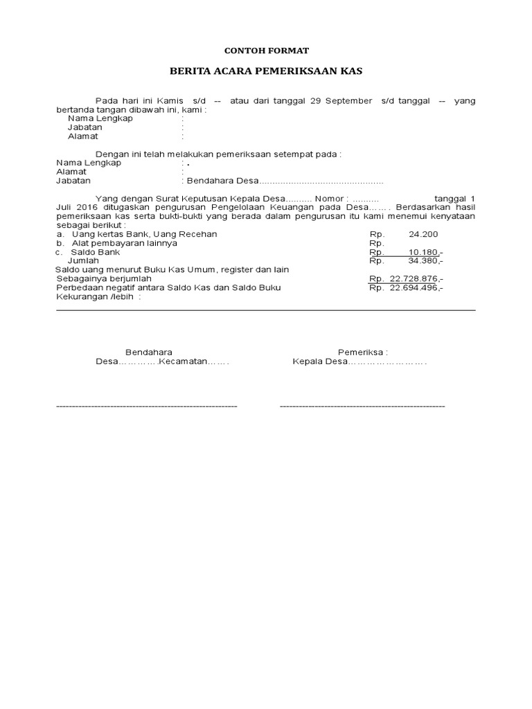 Contoh Bap Kas | PDF