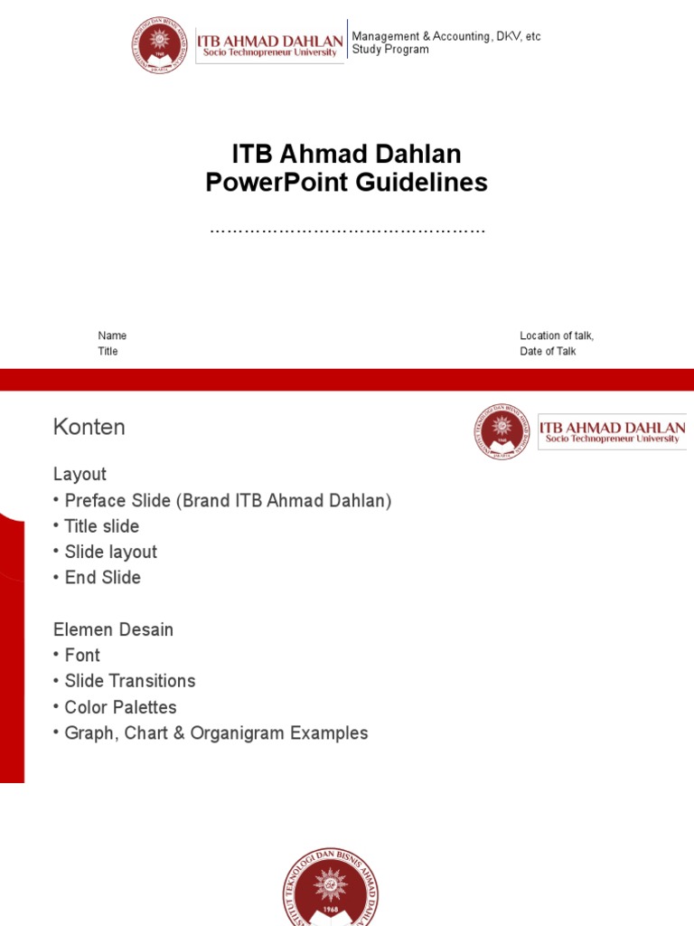 ITB Ahmad Dahlan PPT Guidelines | Download Free PDF | Graphic Design | Text