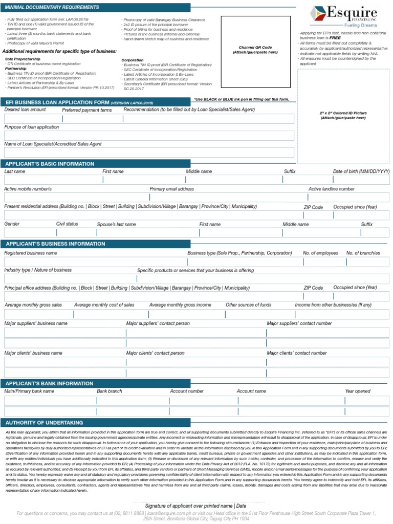 EFI Application Form Ver - Lap.08.2019 V5 | PDF | Loans | Banks