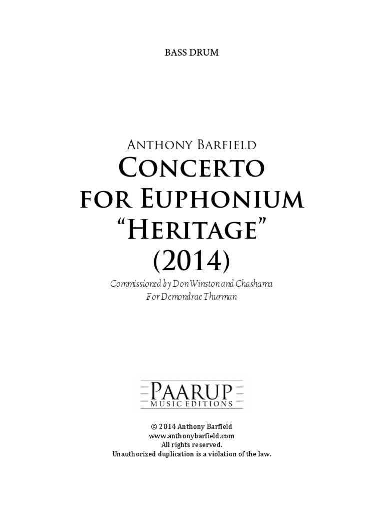 Concerto For Euphonium "Heritage" (2014) : Anthony Barfield | PDF