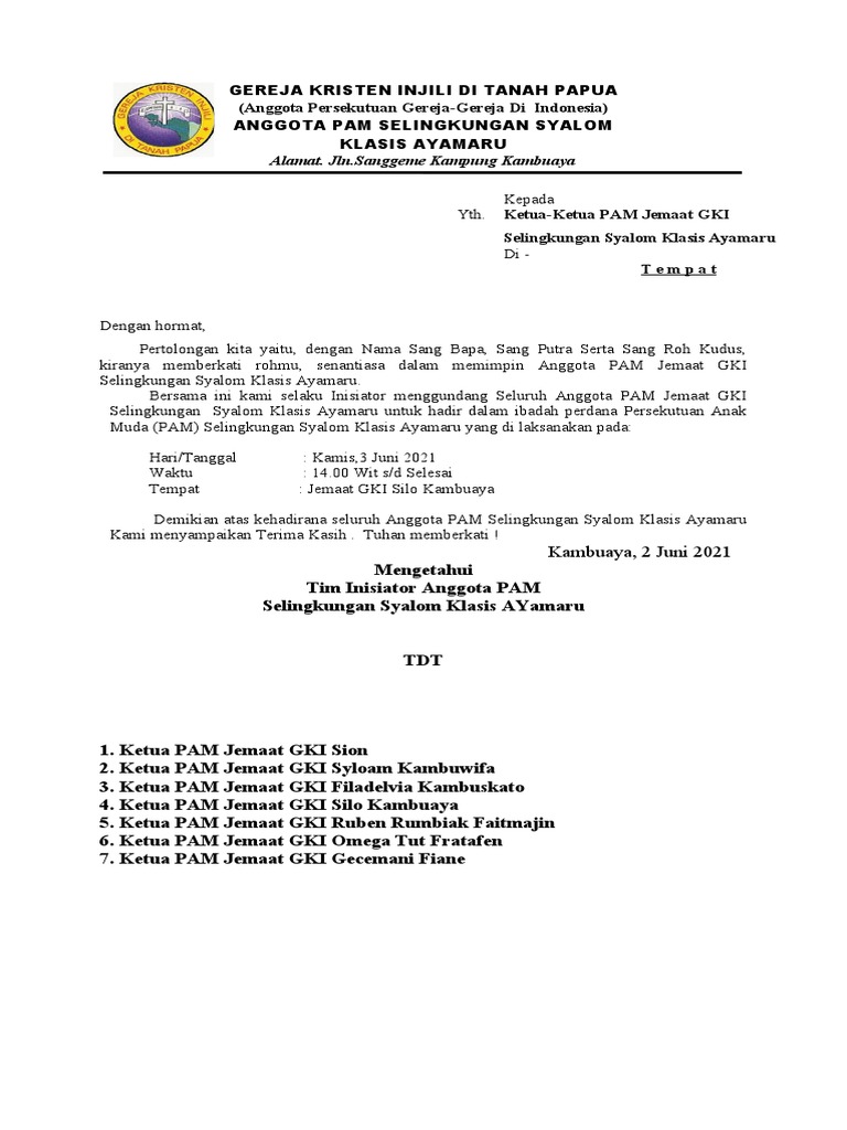 Undangan Ibadah Perdana PAM GKI Ayamaru | PDF | Kesehatan Holistik