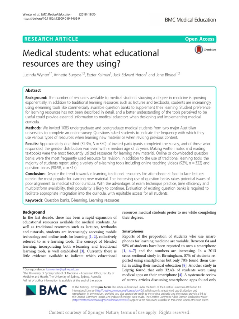 Medical Students What Educational Resources Are TH | PDF | Educational ...
