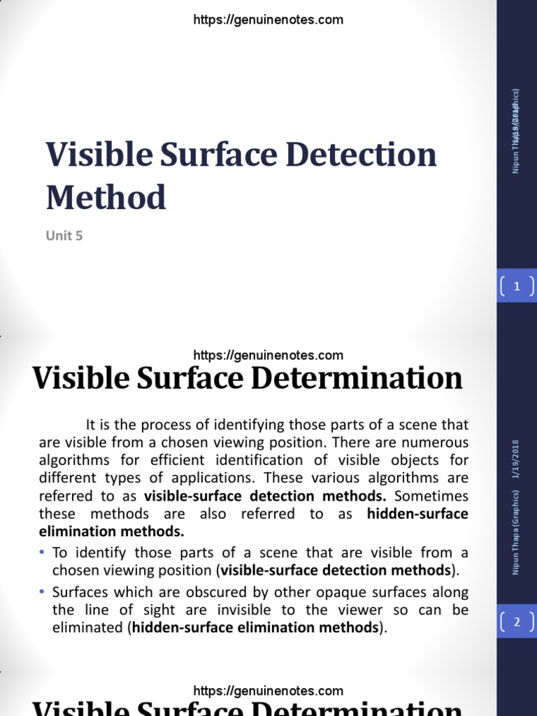 Unit 5 Visible Surface Detection Method Pdf Computer Graphics