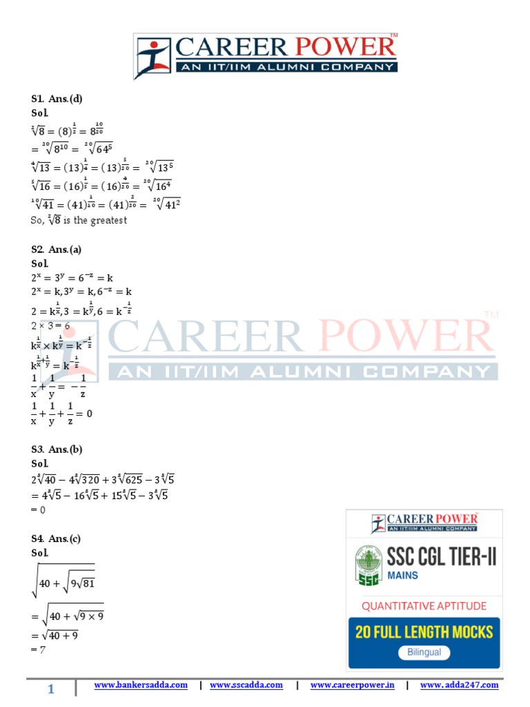 Surds and Indices 30 Questions Solutions | PDF