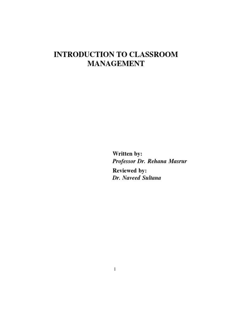 Unit 1 Introduction To Classroom Management | PDF | Classroom ...