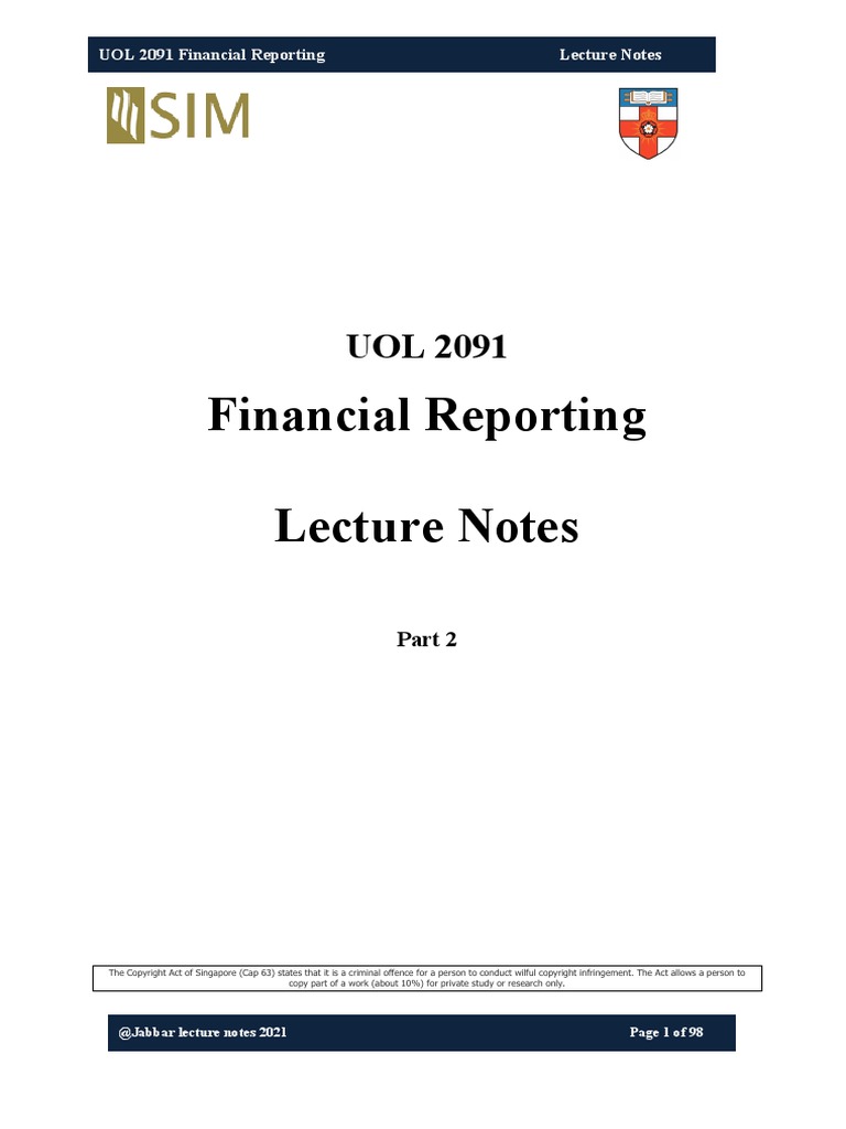 UOL 2091 Financial Reporting Lecture Notes | PDF | Off Balance Sheet ...