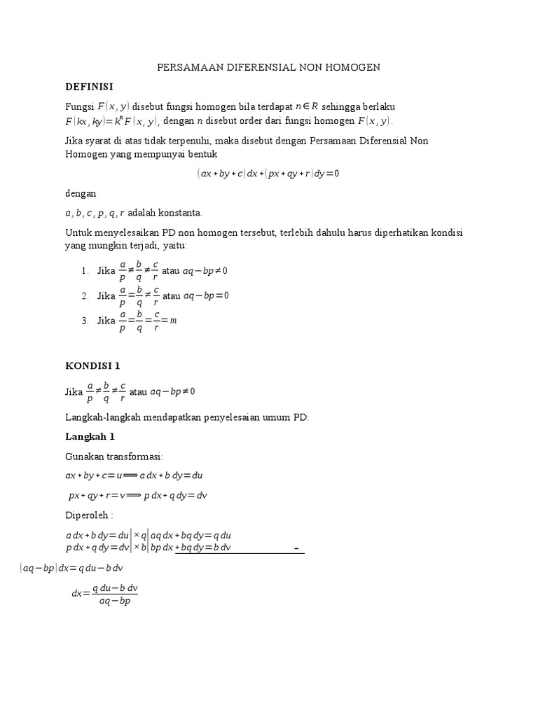 Kondisi 1 (Non Homogen) | PDF
