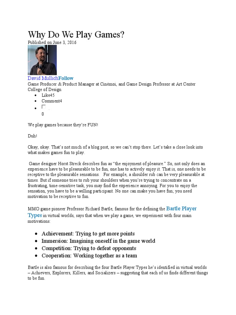 Why Do We Play Games | PDF | Happiness | Flow (Psychology)