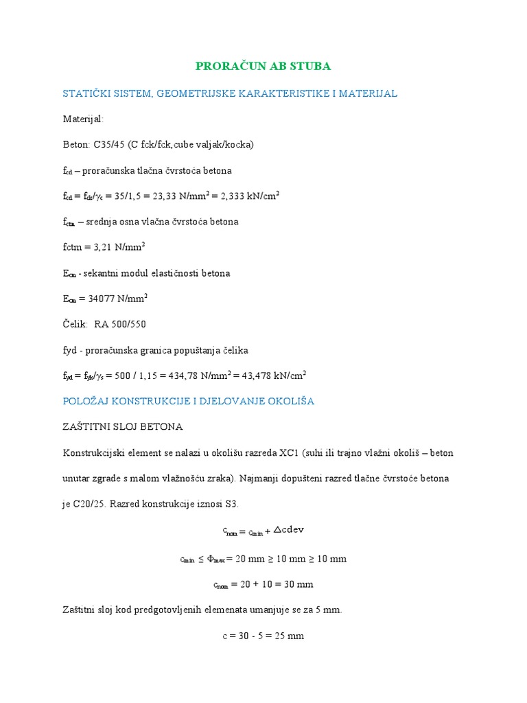 Proračun Stuba | PDF